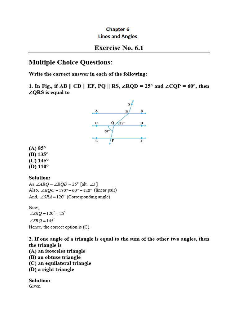 Geometry Multiple Choice Questions Solutions | PDF | Triangle | Euclid