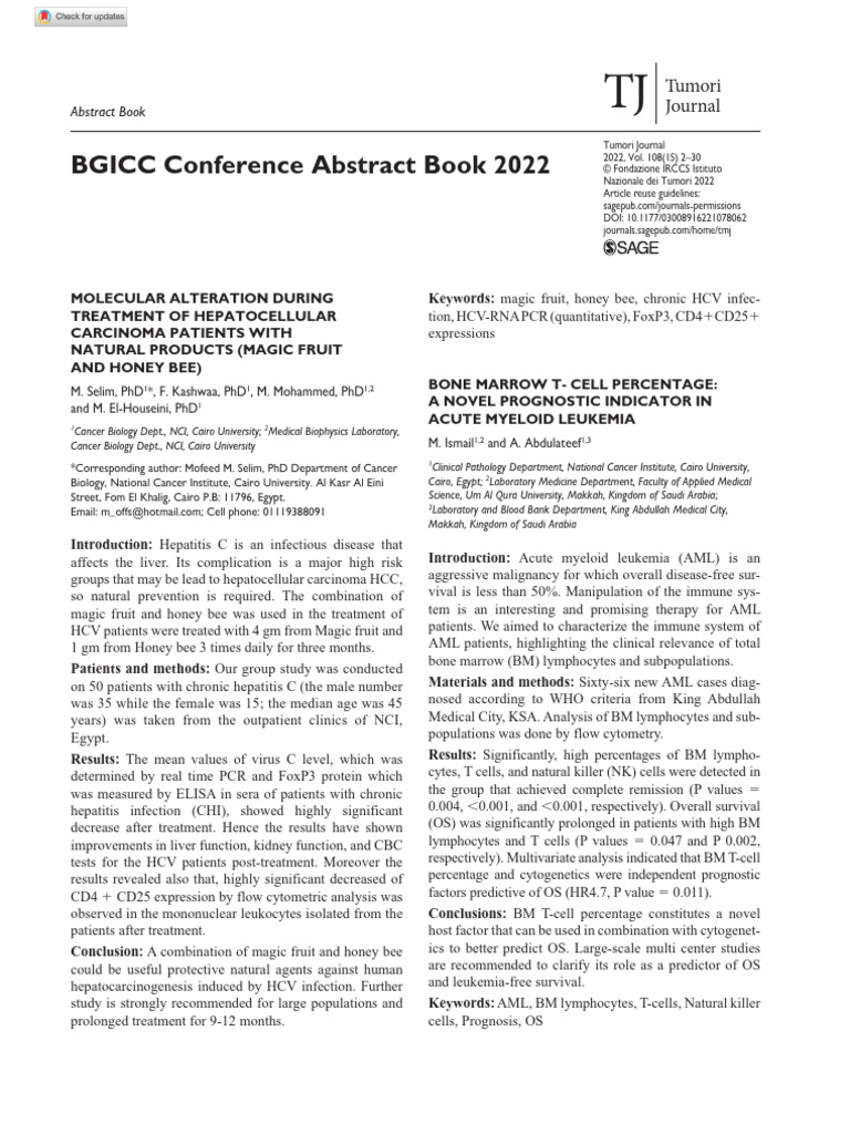 2022 Bgicc Conference Abstract Book 2022 | PDF | Cancer | Breast Cancer