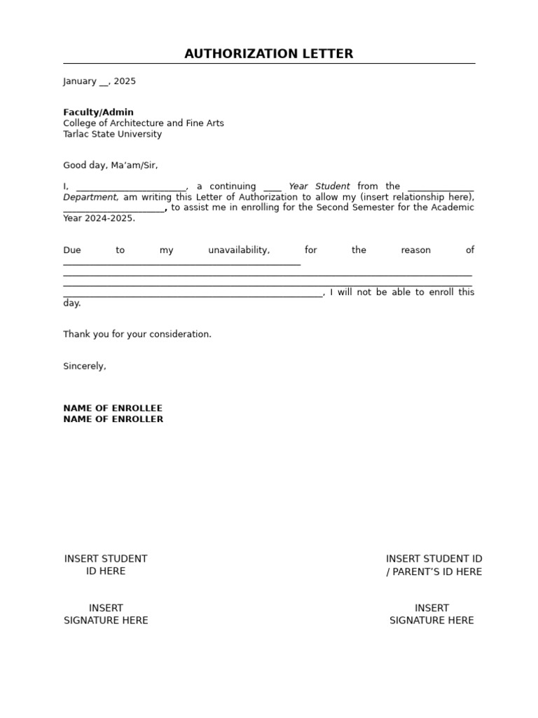 Authorization-Letter Template | PDF
