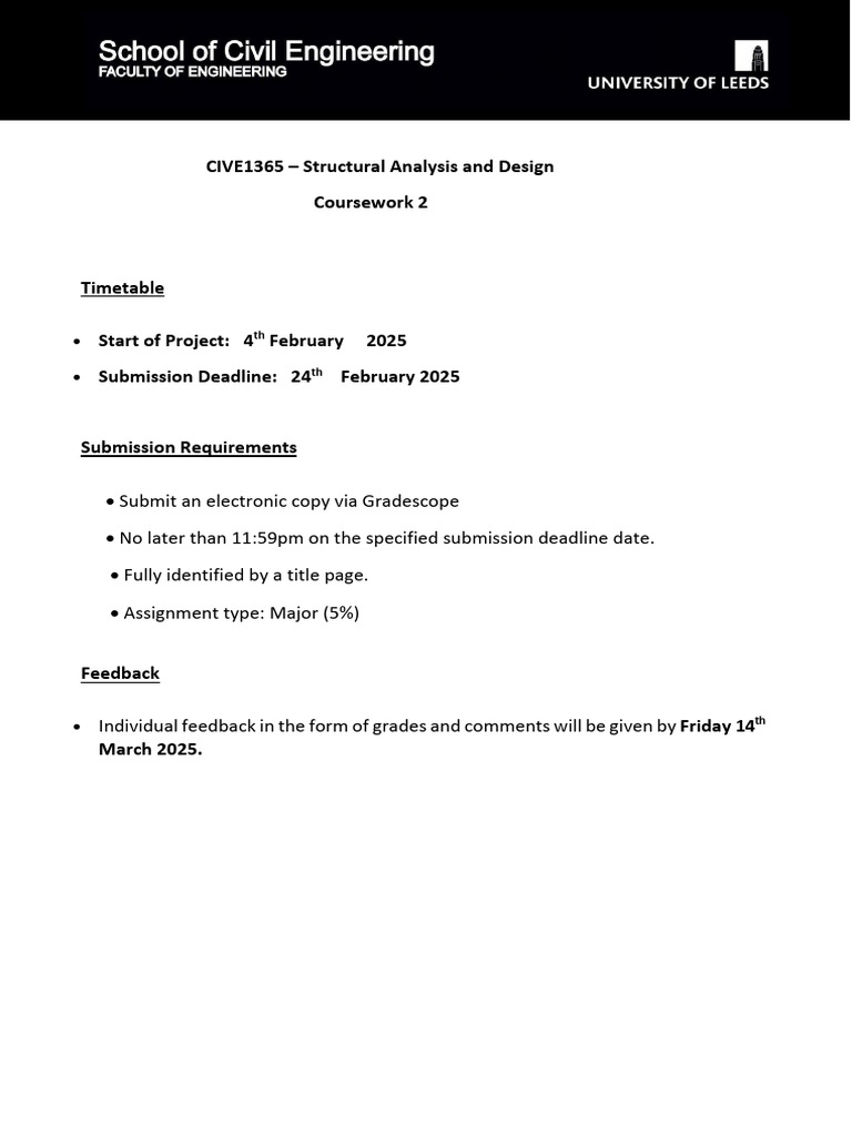 Cive1365 - Coursework 2 - 2025 | PDF