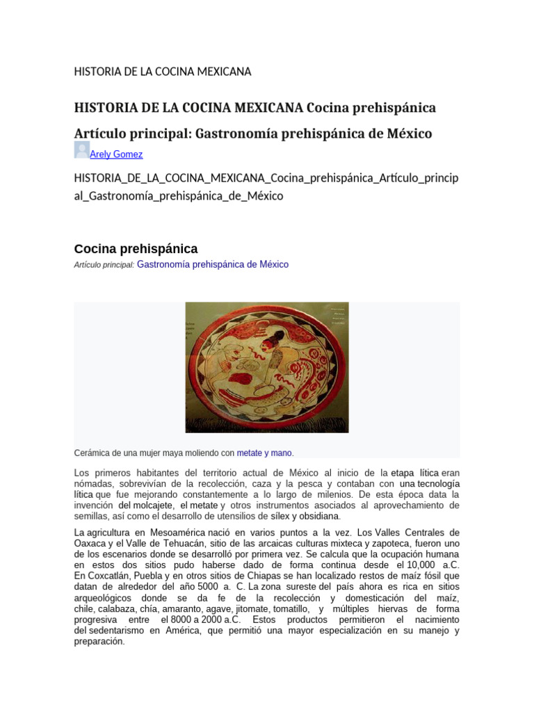 Cocina prehispánica en México | PDF | Cocina mexicana | Maíz