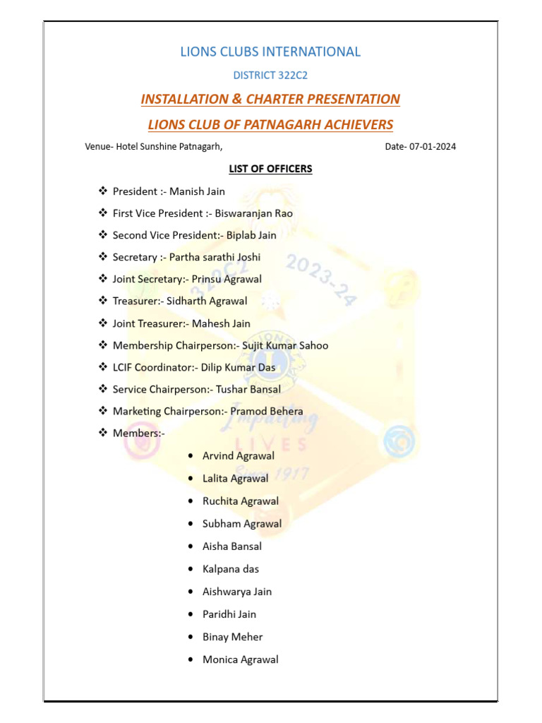 Patnagarh Achievers Club Officers 2024 | PDF