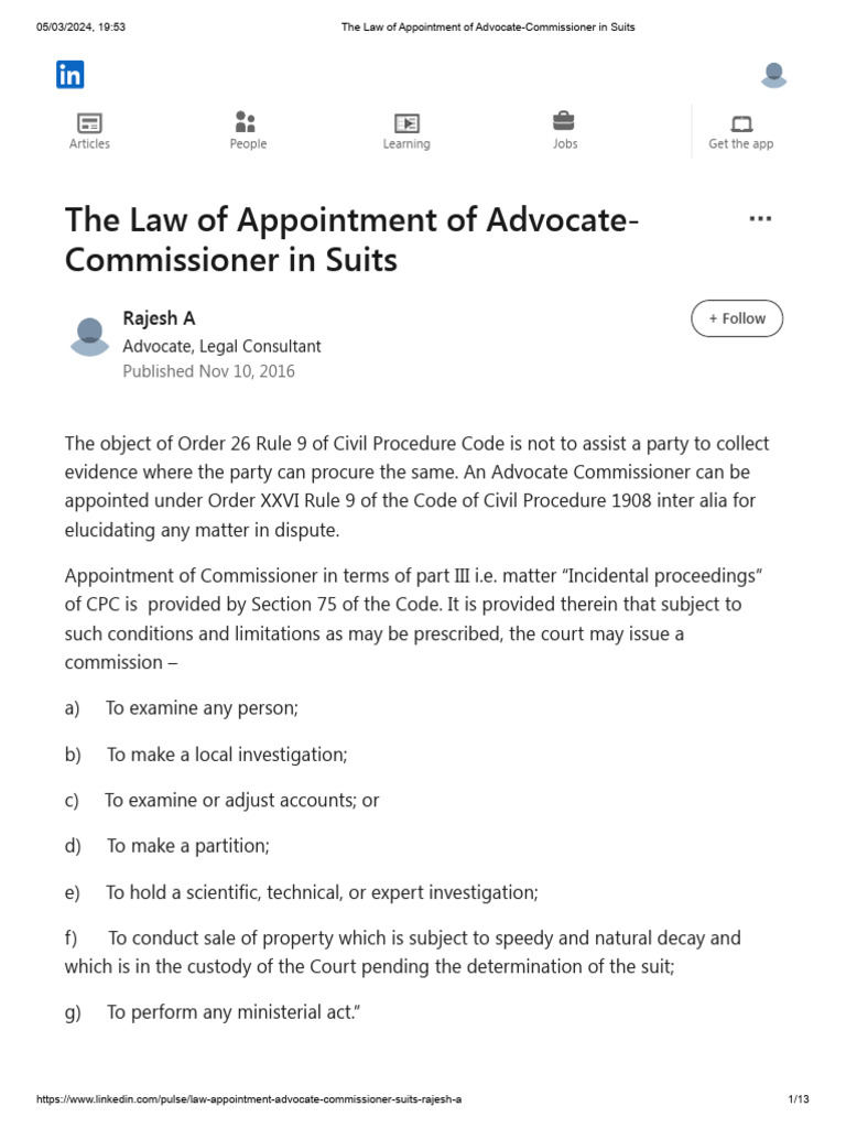Advocate-Commissioner Appointment Law | PDF | Lawsuit | Public Law
