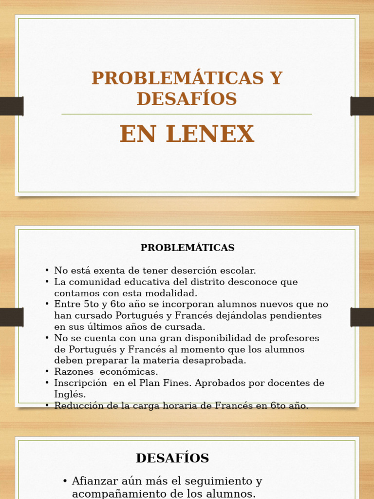 Problematicas y Desafios en Lenex | PDF