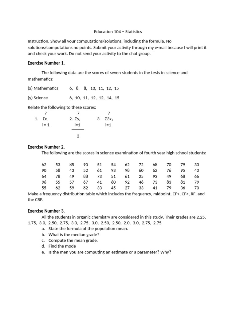 Statistics-Activity-for-Ed-104-GS-2 | PDF | Median | Standard Deviation