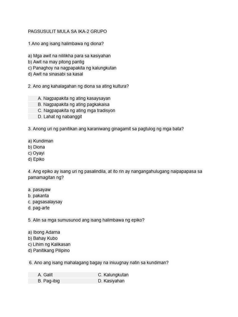 FILIPINO-questions | PDF