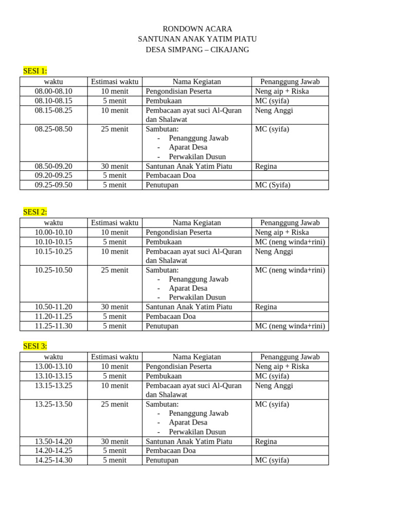 Rindown Santunan Anak Yatim | PDF