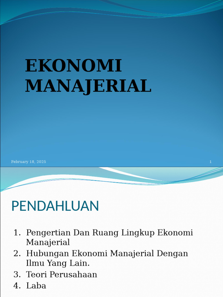 1 - Sifat Dan Ruang Lingkup Ekonomi Manajerial | PDF