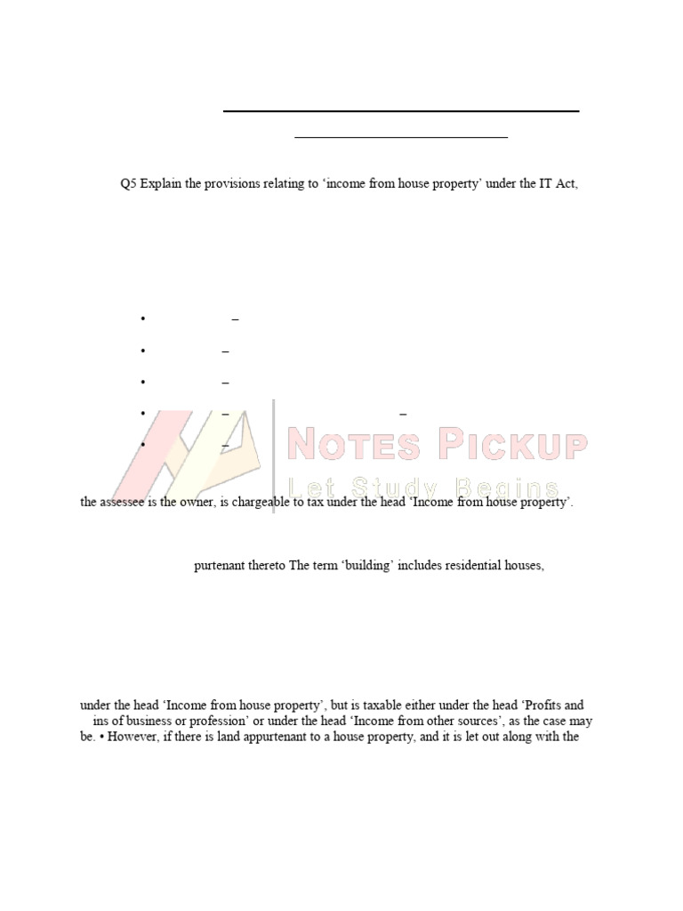 Income From House Property and Tax Invasion | PDF | Depreciation | Tax ...
