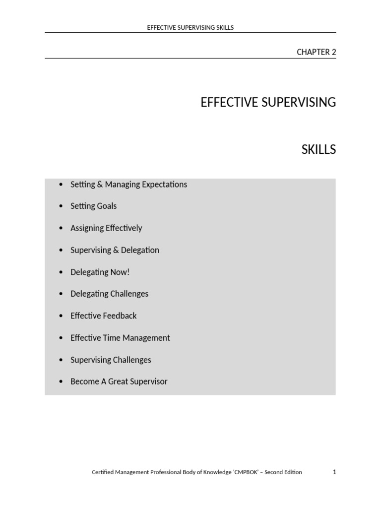 Certified Management - Chapter 2 (Supervising Skills | PDF | Goal ...