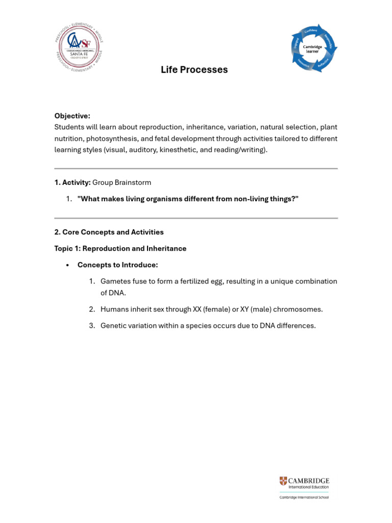 6th, 7th & 8th - Life processes | PDF