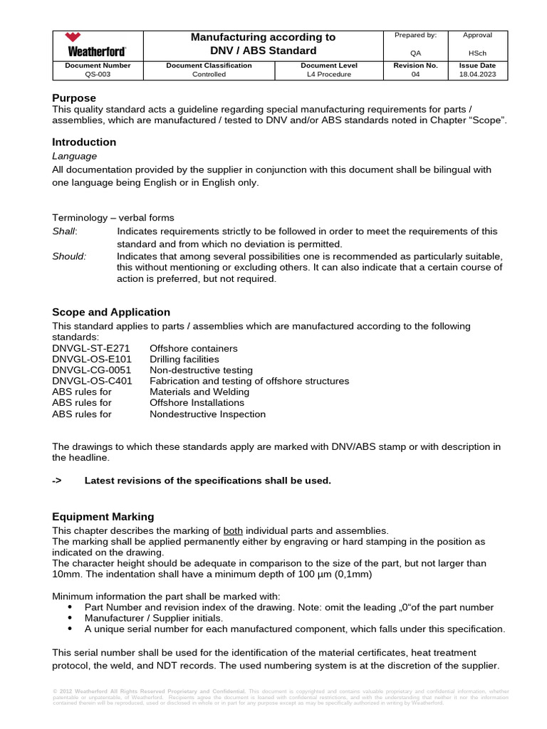 756-QS-003 Manufacturing According To DNV-ABS Standard - 4 | PDF ...