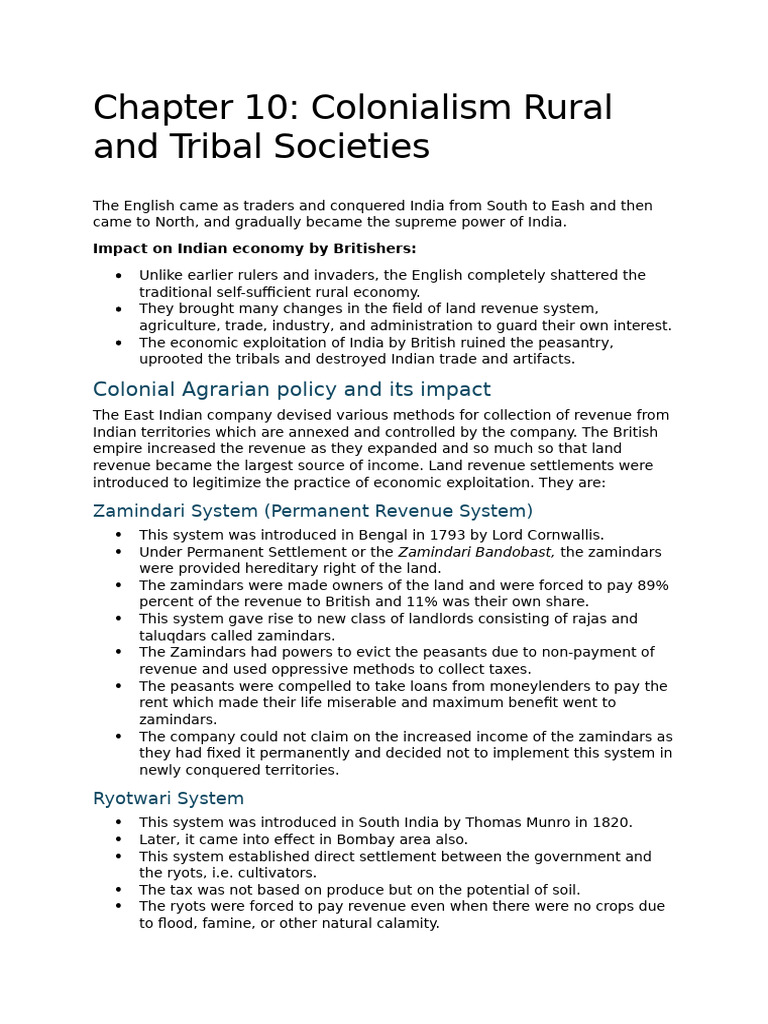 Chapter_10_Colonialism_notes | PDF | British Raj
