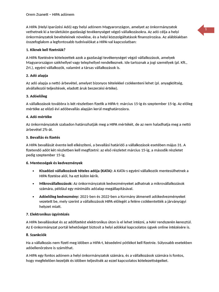 Orem Zsanett - HIPA | PDF