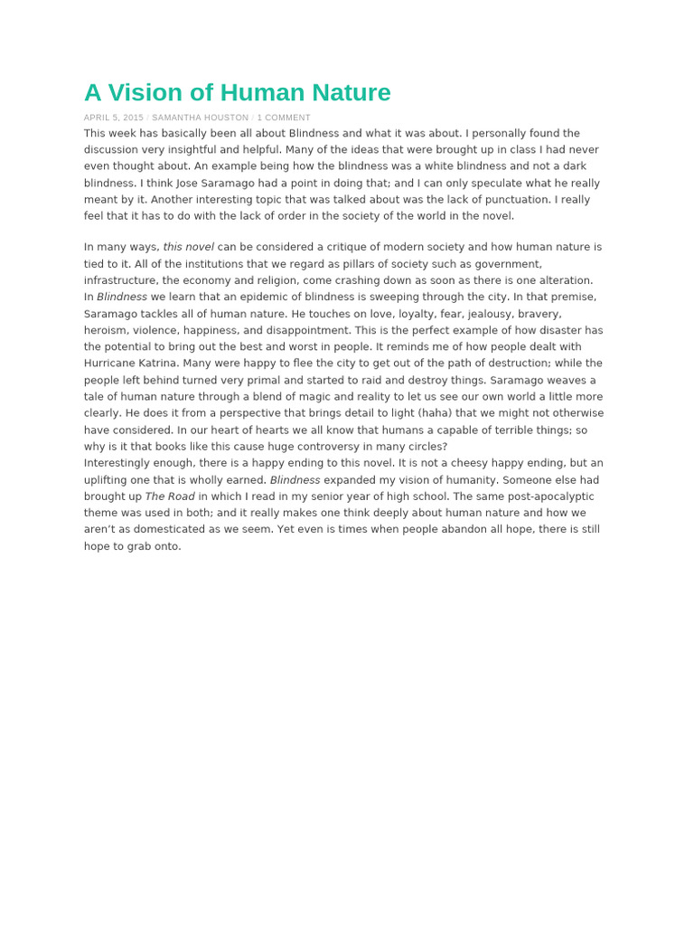 A Vision of Human Nature | PDF