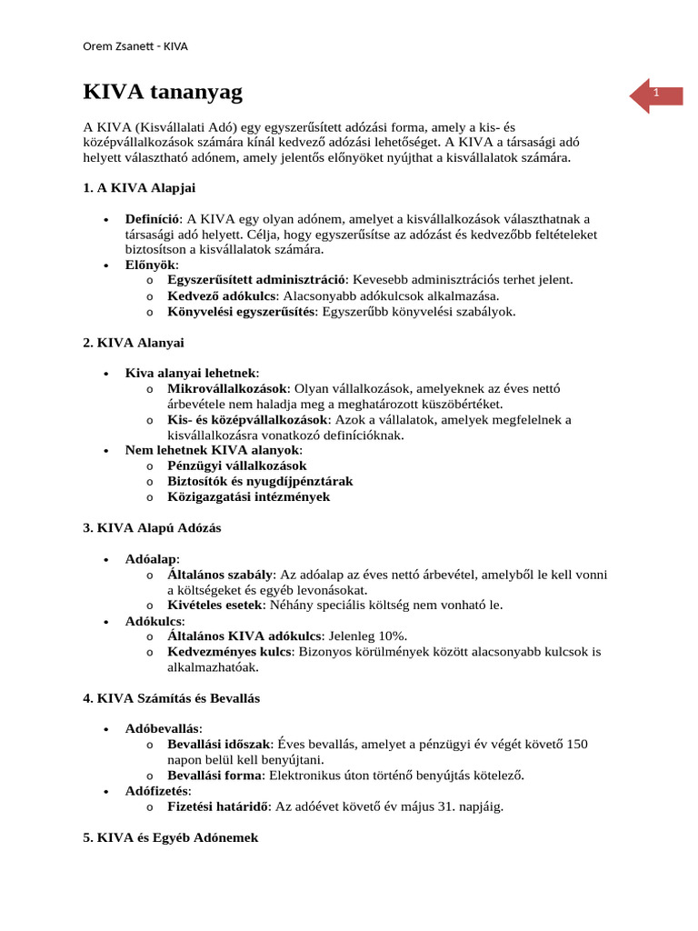 Orem Zsanett - KIVA Tananyag | PDF