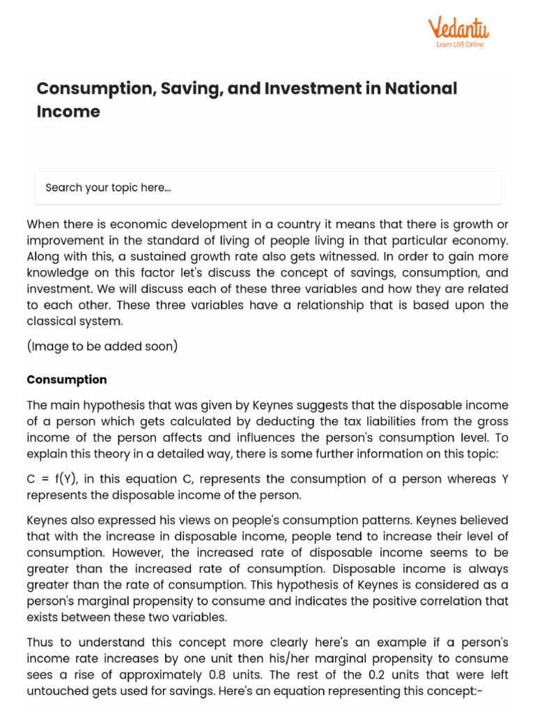 Consumption, Saving, and Investment in National Income | PDF