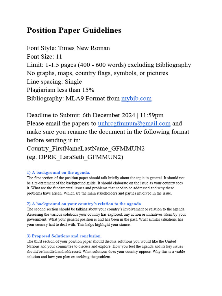 Position Paper Guidelines | PDF