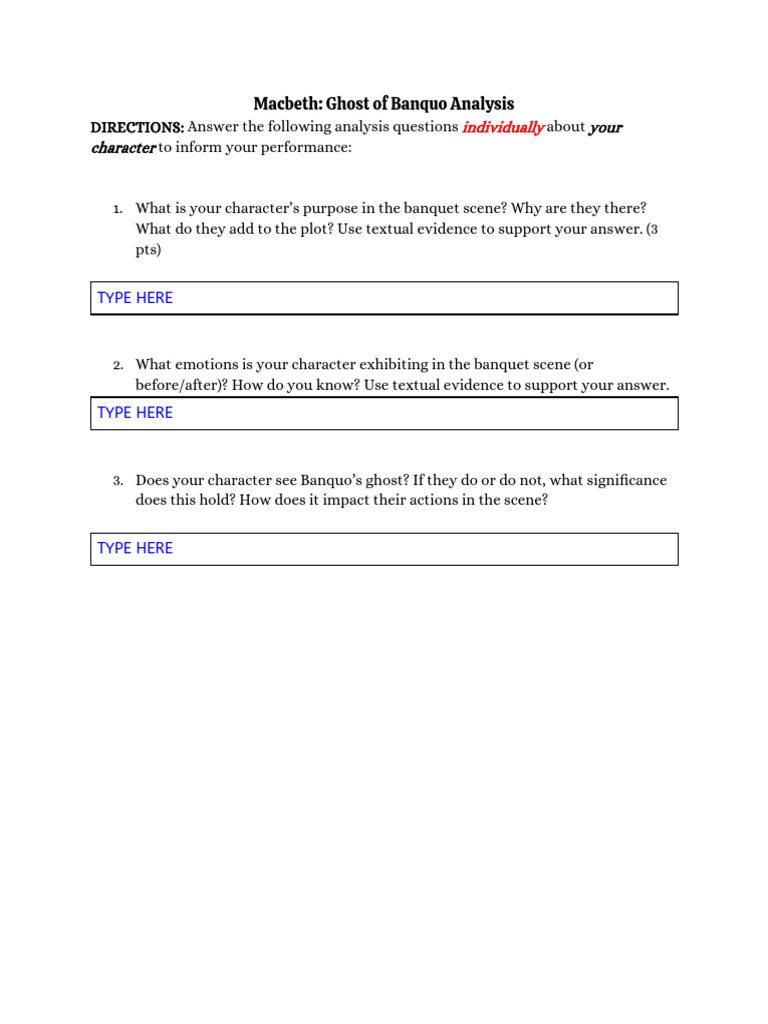 Macbeth Ghost of Banquo Analysis | PDF