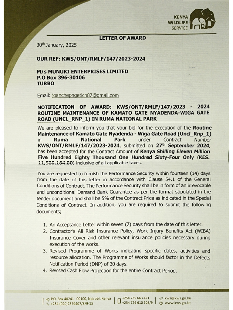 Munuki Kws Ruma Award | PDF