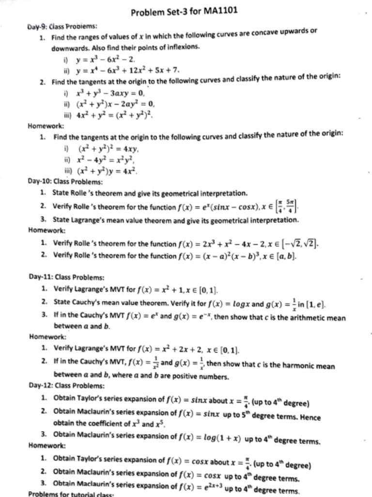 Problem Set 3 For MA1101 | PDF