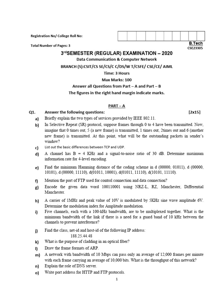 Data Communication and Computer Network - Lateral Entry | PDF | Computer Network | Multiplexing