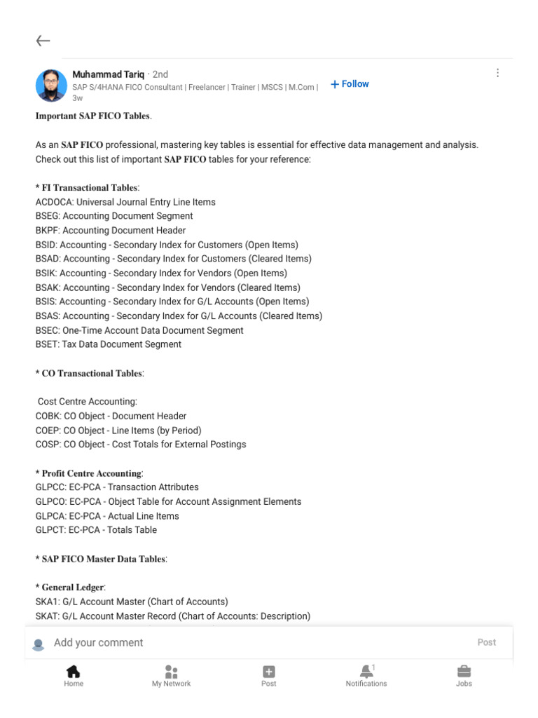 SAP FICO TABLE | PDF | Business | Business Economics