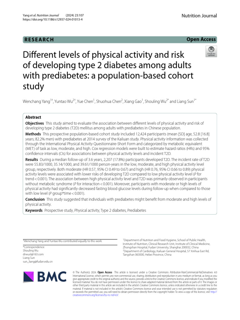 Different Levels of Physical Activity and Risk of Developing Type 2 ...