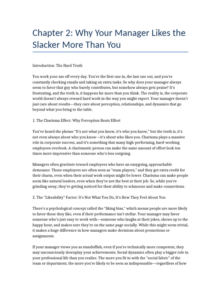 Chapter_2_Why_Your_Manager_Likes_the_Slacker_More_Than_You | PDF ...