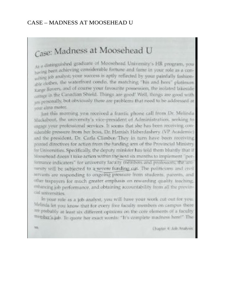 Case - Madness at Moosehead U | PDF