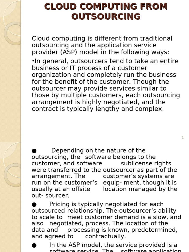 Cloud Computing vs. Outsourcing | PDF | Cloud Computing | Product Lifecycle