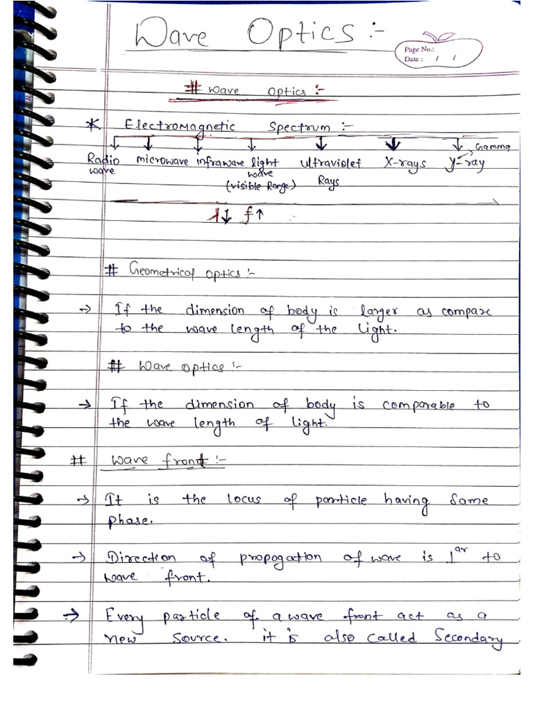 Wave Optics Physics Notes NEET Motion by Sky Sir PDF | PDF
