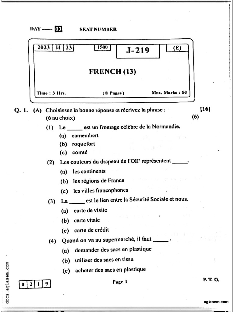 Syjc Board Paper 2023 | PDF