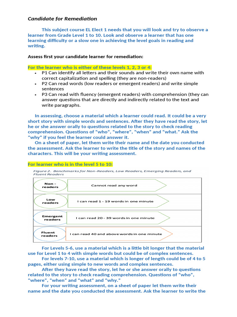 Part 1 Candidate For Remediation | PDF | Reading Comprehension | Writing