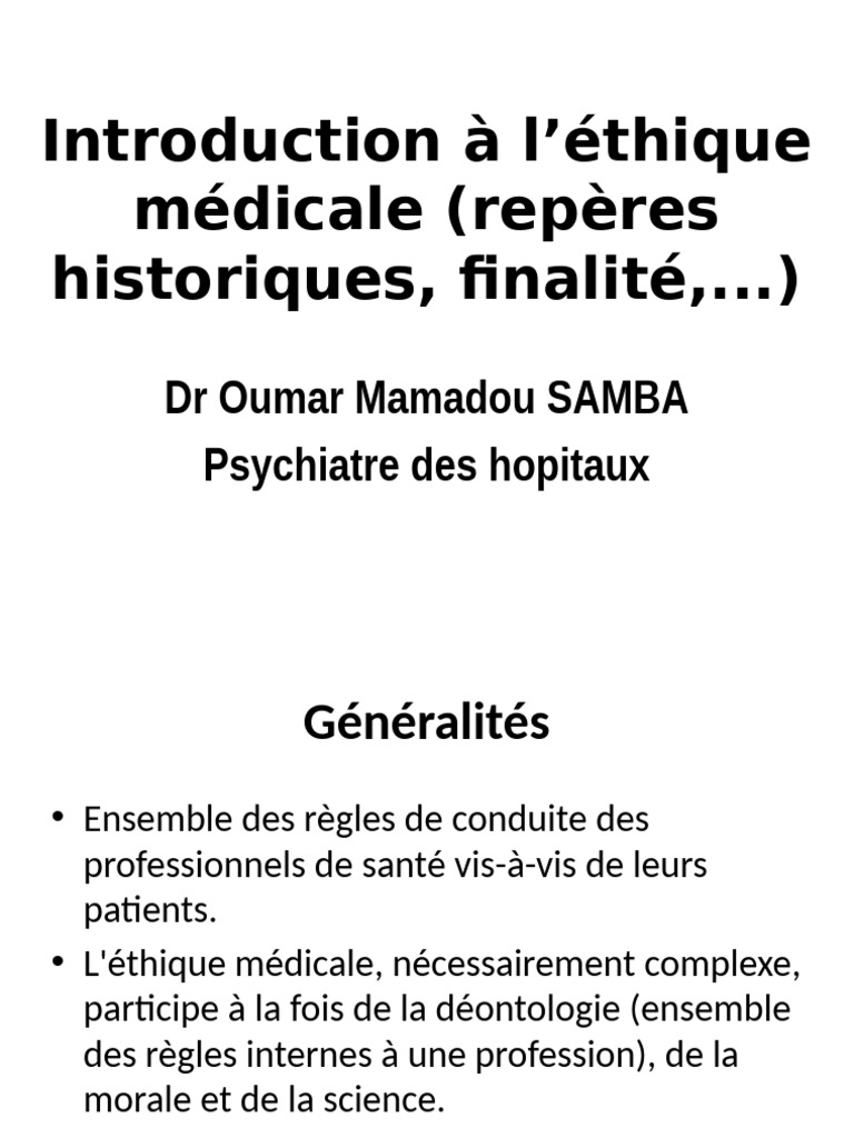 01 - SHS - Ethique Medicale++++++++++++++++++++++ | PDF | Bioéthique