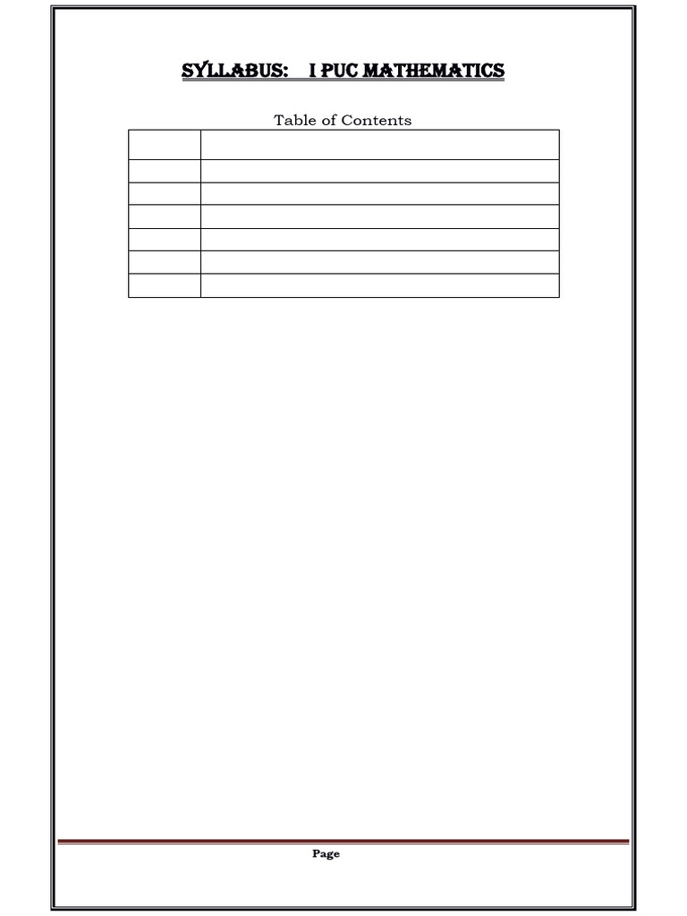 I & II PUC Maths Syllabus | PDF | Matrix (Mathematics) | Function (Mathematics)