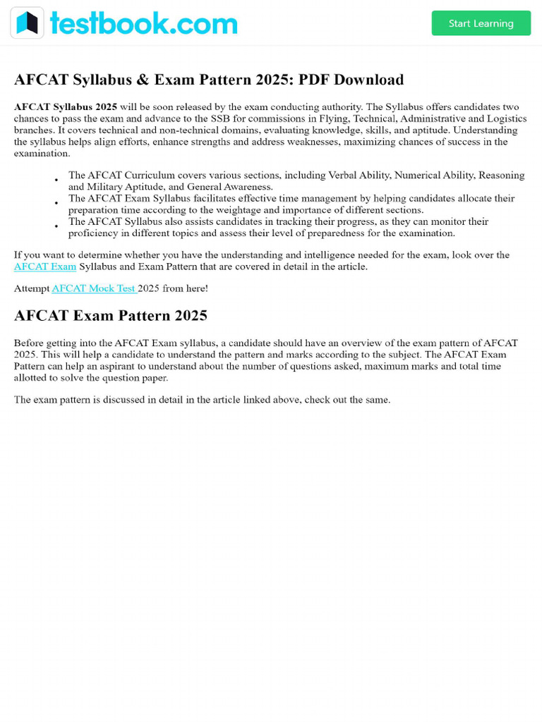 AFCAT Syllabus & Exam Pattern 2025 - PDF Download | PDF