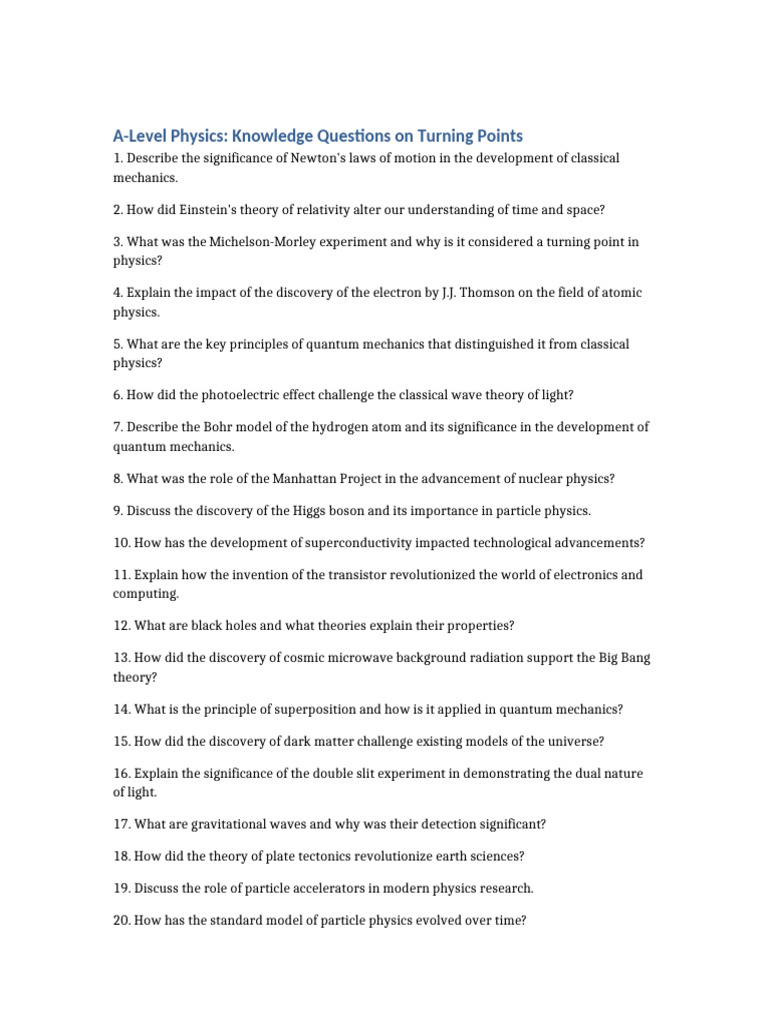 A-Level Physics Turning Points Explained | PDF