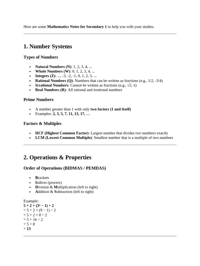 Secondary 1 Mathematics Study Guide | PDF | Numbers | Number Theory