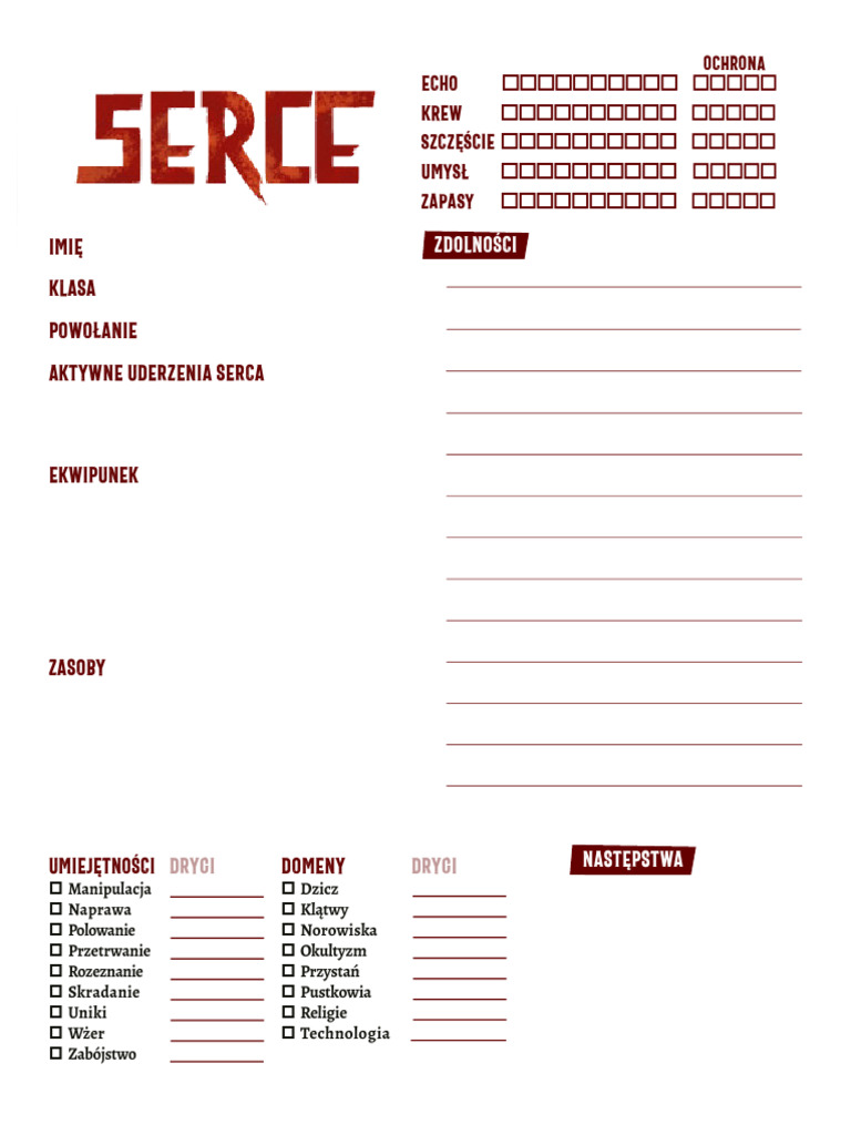 Serce Karta Postaci | PDF