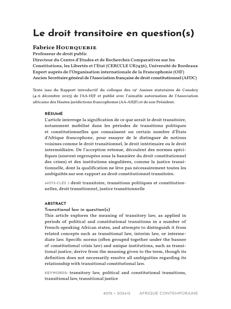 Définition du droit transitoire | PDF | Constitution | Justice ...