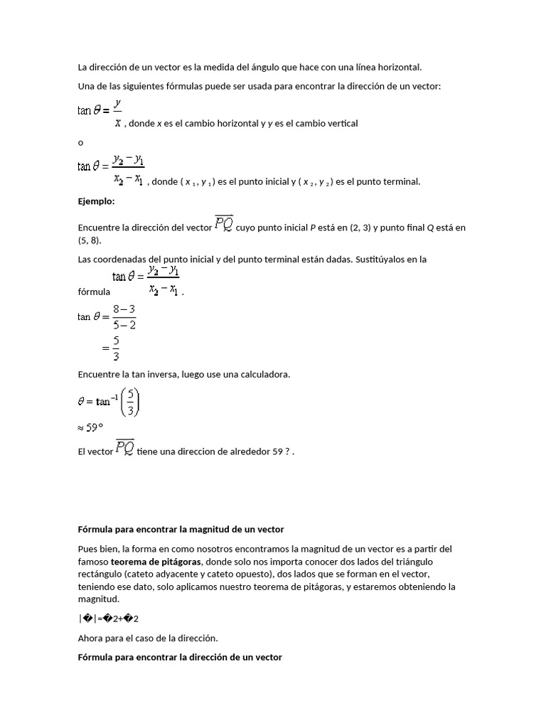 La Dirección de Un Vector Es La Medida Del Ángulo Que Hace Con Una ...