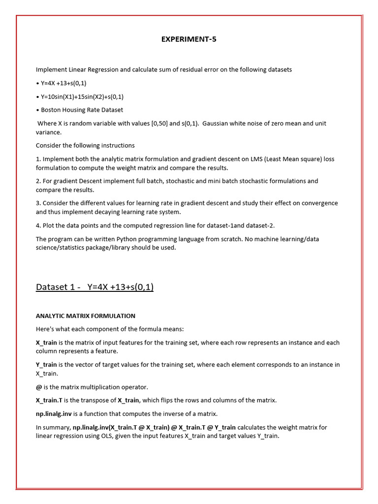 Linear Regression Implementation Guide | PDF
