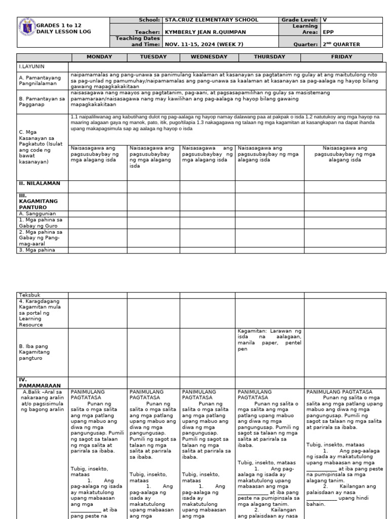 DLL - Epp 5 - Q2 - W7 | PDF