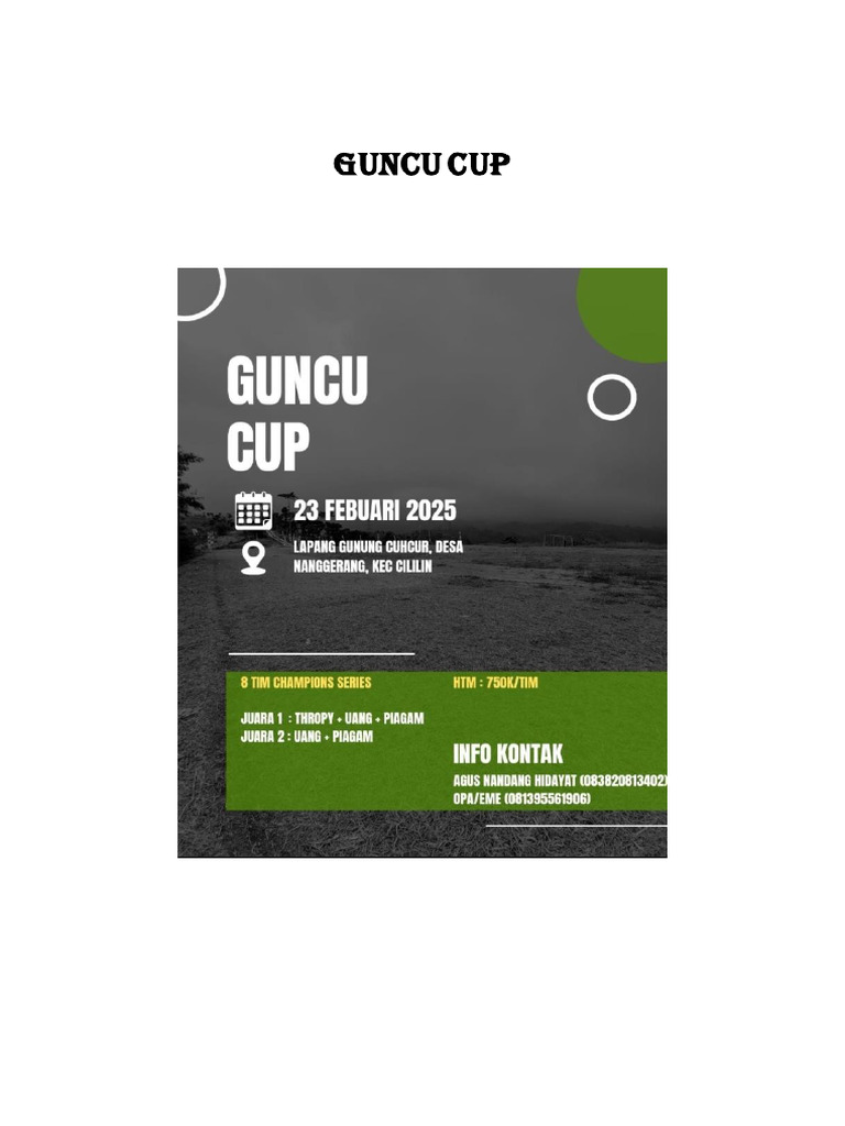Aturan dan Biaya Guncu Cup 2025 | PDF