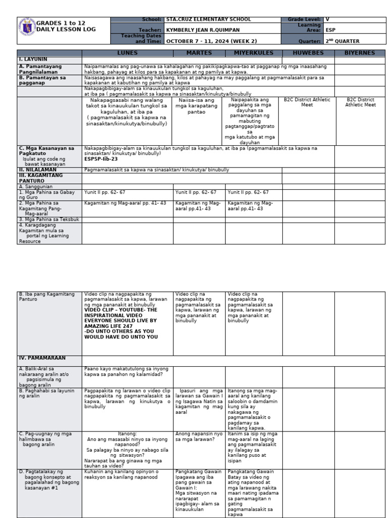 DLL_ESP 5_Q2_W2 | PDF