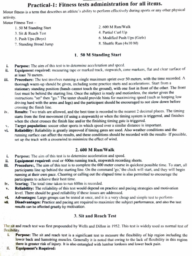 Motor Fitness Test Administration Guide | PDF