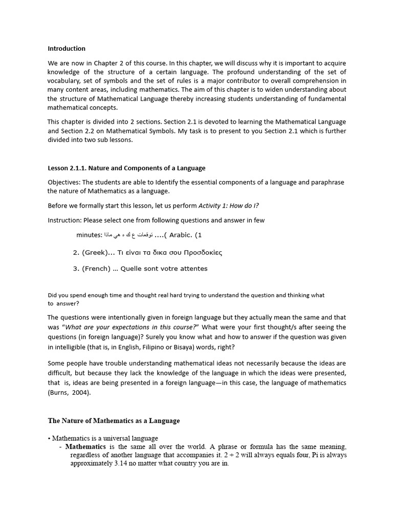 Understanding Mathematical Language | PDF | Mathematics | Bracket