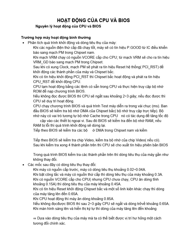 Nguyen Ly Hoat Dong Cua CPU Va BIOS Phan Tich Qua Tinh Post May 7 1 | PDF
