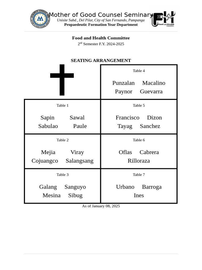Seating Arrangement | PDF
